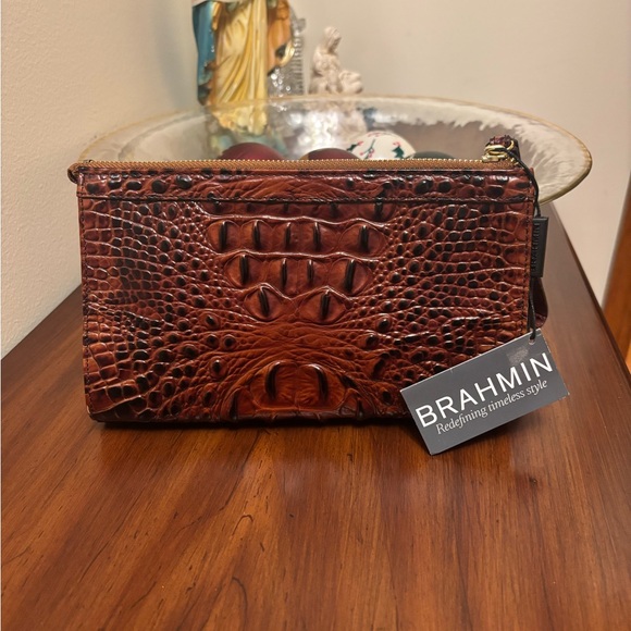 Brahmin | Bags | Brahmin Chestnut Crocodile Embossed Mens Wallet | Poshmark